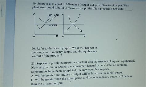solved 19 suppose q4 is equal to 200 units of output and q2
