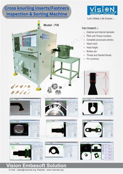 cross knurling inserts inspection sorting machine machine vision and laser system
