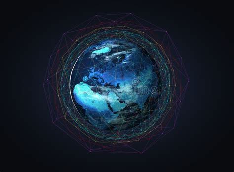 Blue Spinning Planet Earth With A Different Colored Communication And