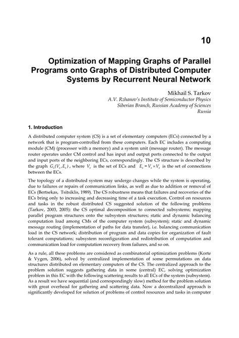 pdf optimization of mapping graphs of parallel programs onto graphs