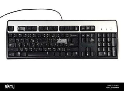 Key Board US Thai Layout Dirty Computer Key Board Old Key Board Isolated On Black Background