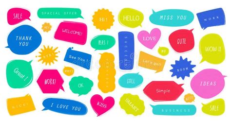 Comic Speech Bubbles Set with Different Emotions or Set of Comic Text ...