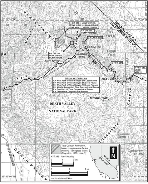 Geologic Map Showing Distribution Of Titus Canyon Formations