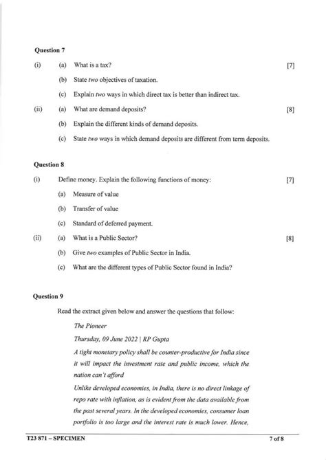 Icse Class 10 Economic Applications Sample Paper Indcareer Schools