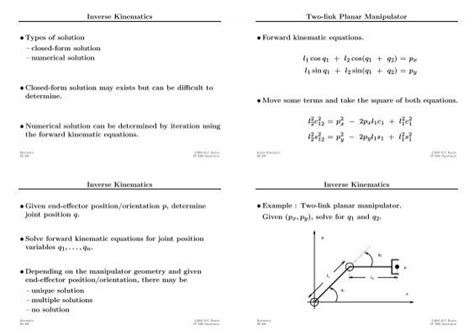 Inverse Kinematics • Given End Effector Positionorientation P