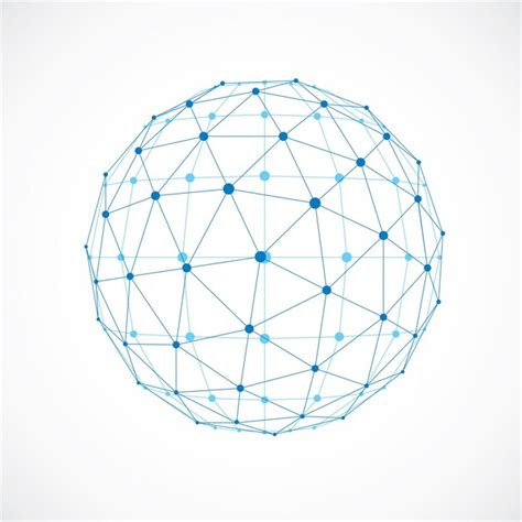 premium vector perspective technology shape with black lines and dots connected polygonal