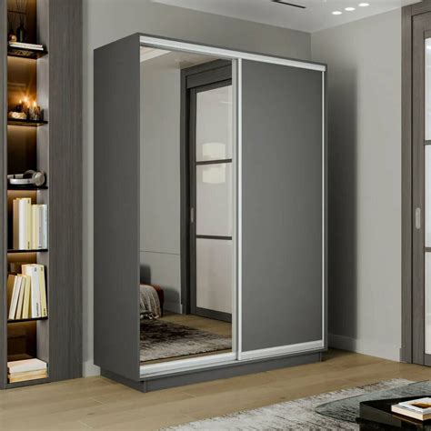 Шкаф-купе Экспресс 2-x дв 120 x 220 x 60 ЛДСП Зеркало Серый Диамант ...