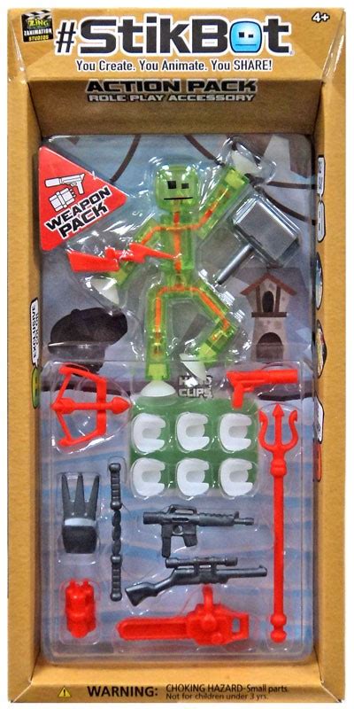 Stikbot Action Pack Weapon Pack Role Play Accessory Set Green Zing Toywiz