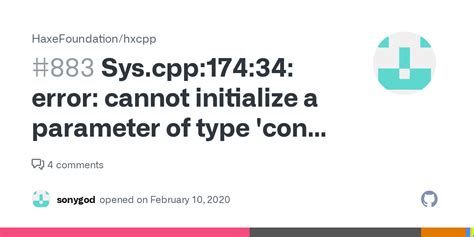 Syscpp17434 Error Cannot Initialize A Parameter Of Type Const