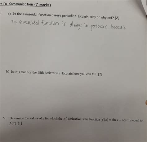 Solved T D Communication 7 Marks 4 A Is The Sinusoidal Function Always Periodic Explain