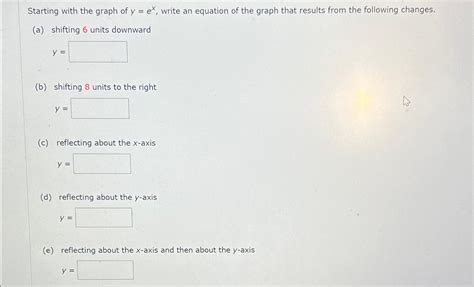 Solved Starting With The Graph Of Y Ex Write An Equation Chegg Com