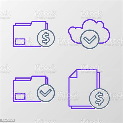 라인 재무 문서 문서 폴더 및 확인 표시 클라우드 및 아이콘을 설정합니다 벡터 금고 보안 장비에 대한 스톡 벡터 아트 및 기타 이미지 금고 보안 장비 금융 다중 색상