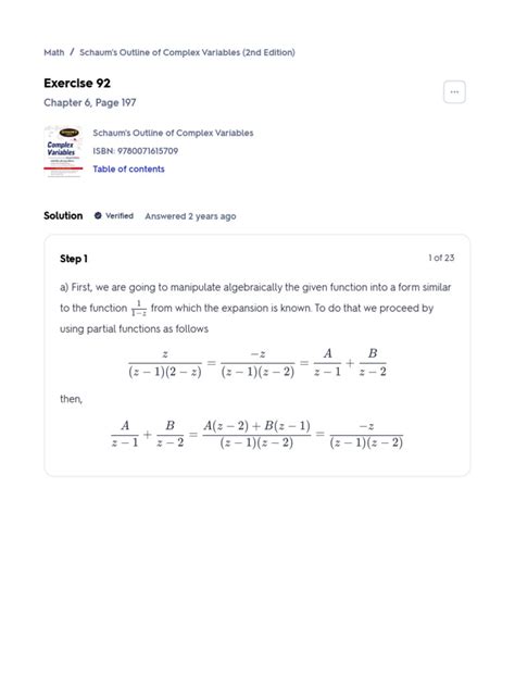 schaum s outline of complex variables 9780071615709 exercise 92