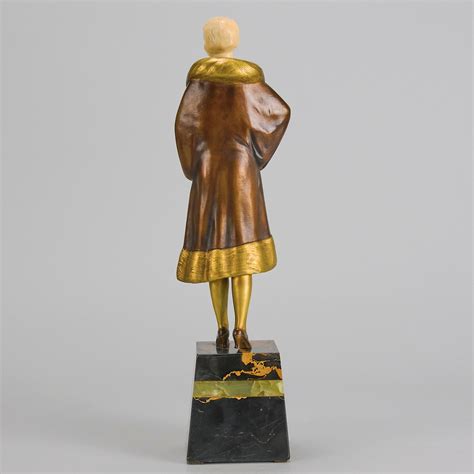 Georges Rigot Figure Fur Coat Art Deco Antique Bronze Hickmet
