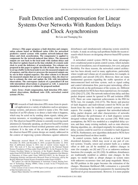 pdf fault detection and compensation for linear systems over networks