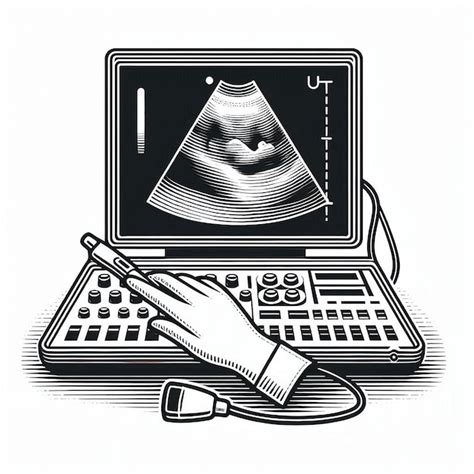 Ultrasonido Médico Ilustración Vectorial De Arte De Líneas En Silueta