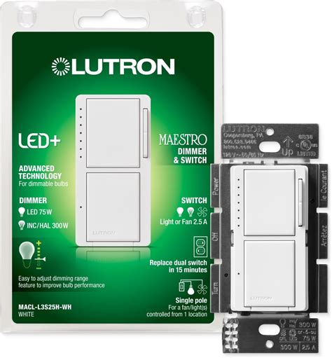 Lutron Maestro Led Dual Dimmer And Switch 75 Watt Led Bulbs25a