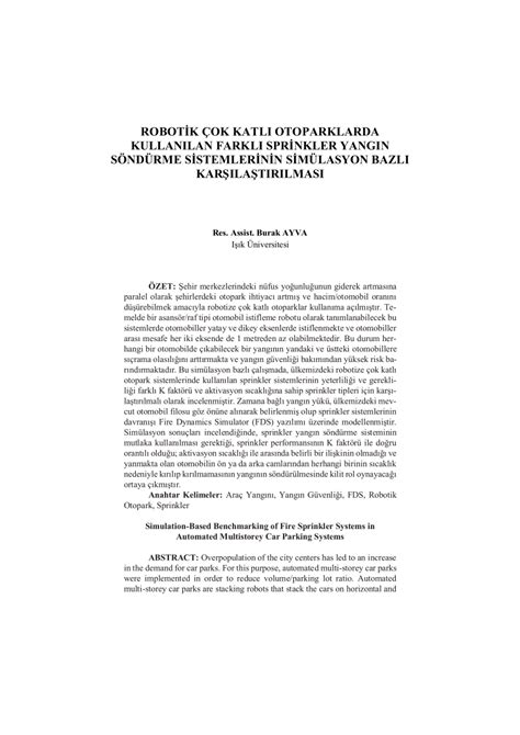 Pdf Simulation Based Benchmarking Of Fire Sprinkler Systems In Automated Multistorey Car