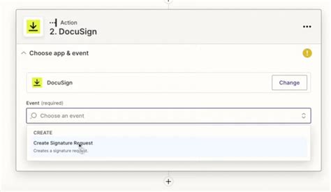 docusign create signature request option missing in zapier zapier