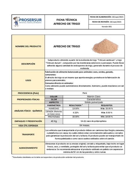 Afrecho De Trigo Marias Pdf Trigo Alimentos