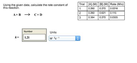 Solved Using The Given Data Calculate The Rate Constant Of Chegg Com