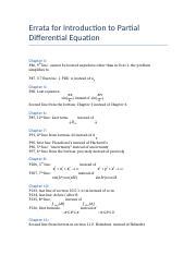 PDE Errata Docx Errata For Introduction To Partial Differential Equation Chapter P Th
