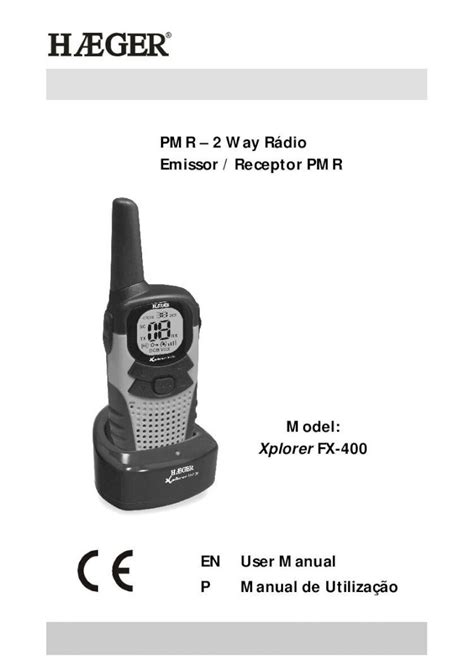 Pdf Pmr 2 Way Rádio Emissor Receptor Pmr€¦ · En User Manual P