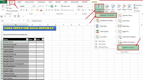 cara mengecek data duplikat di microsoft excel kusnendar