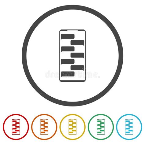 Mobile Screen With Chat Message Icon Set Icons In Color Circle Buttons Stock Vector