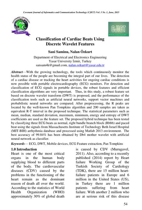 Pdf Classification Of Cardiac Beats Using Discrete Wavelet Features