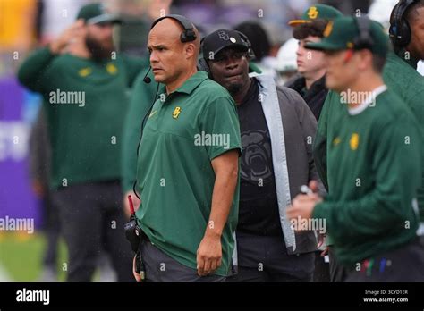 Baylor Head Coach Dave Aranda Left Looks On From The Sidelines During
