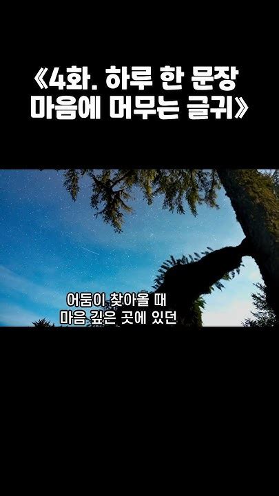 4화 해가 져야 별이 보인다｜하루 한 문장 마음에 머무는 글귀 Shorts 감성글귀 공감글귀 명언 Youtube