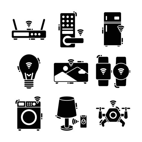 Smart Home Automation System Glyph Vector Elements Icons 30334539 Vector Art At Vecteezy