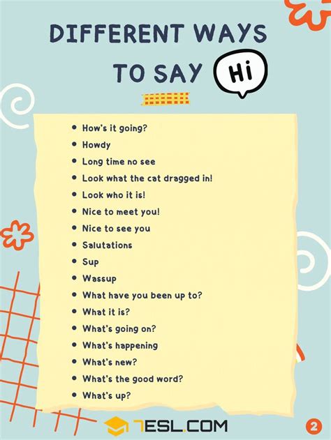 Creative Ways To Say Hi In English Esl Ways To Say Sorry