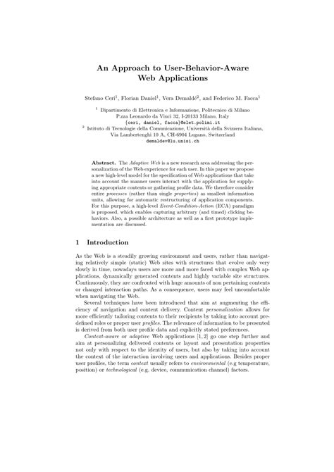 Pdf An Approach To User Behavior Aware Web Applications