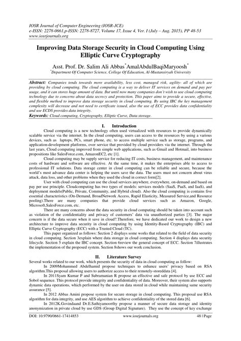 pdf improving data storage security in cloud computing using elliptic