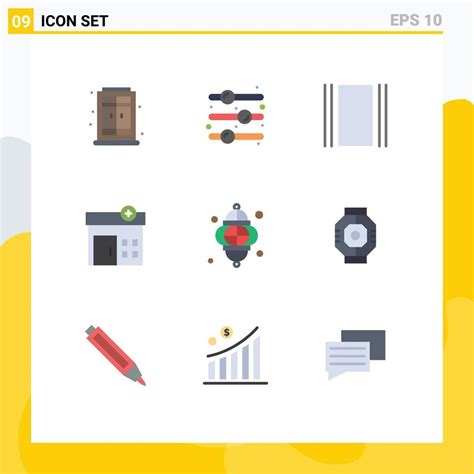 Conjunto De 9 9 Moderno Ui íconos Símbolos Señales Para Lámpara Ligero Fluir Linterna Hospital