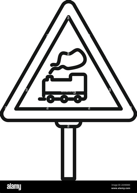 Caution Railway Road Sign Icon Outline Vector Crossin Barrier Caution