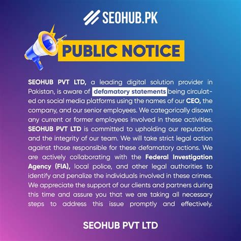 Seohubpk On Linkedin Seohub Seohubpk Digitalsolutions Integritymatters Defamationawareness
