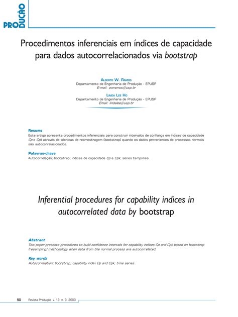 Pdf Inferential Procedures For Capability Indices In Autocorrelated Data By Bootstrap