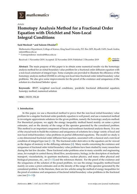Pdf Homotopy Analysis Method For A Fractional Order Equation With