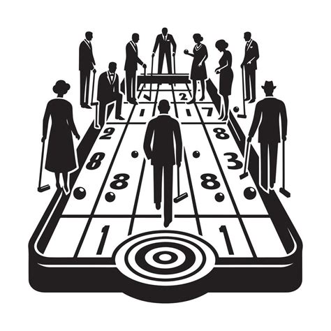 Black Silhouette Of Shuffleboard Player Sliding 52931035 Vector Art At