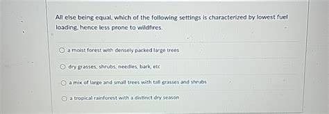 solved all else being equal which of the following settings
