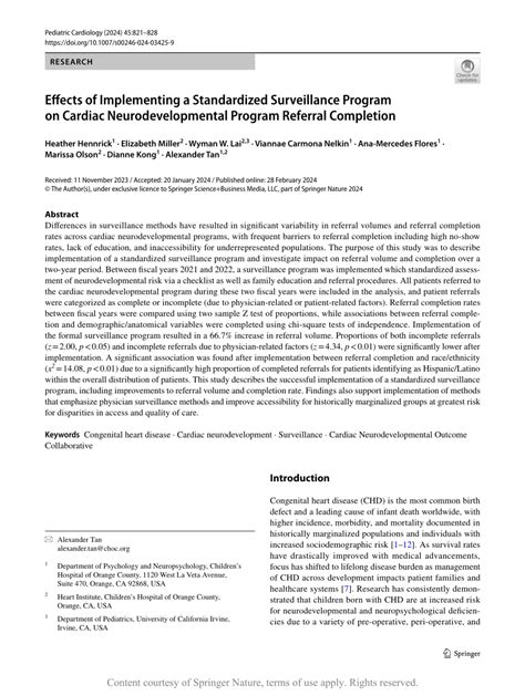 Effects Of Implementing A Standardized Surveillance Program On Cardiac Neurodevelopmental
