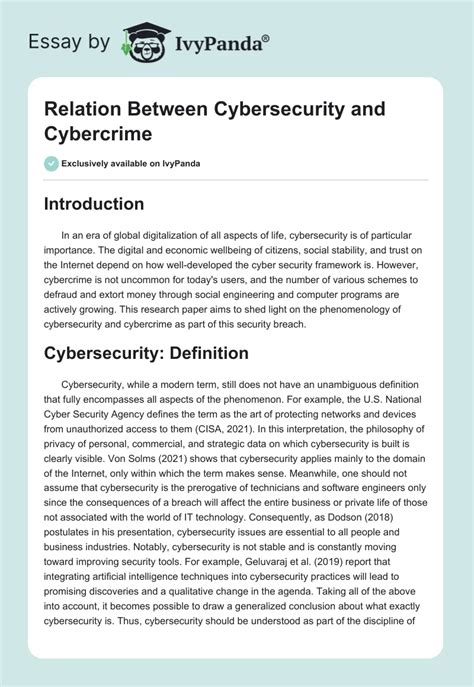 Relation Between Cybersecurity And Cybercrime 1394 Words Research