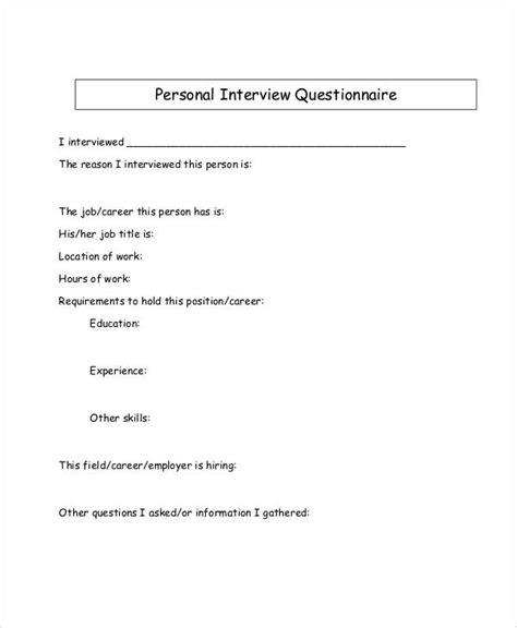 24 Interview Questionnaire Examples To Download