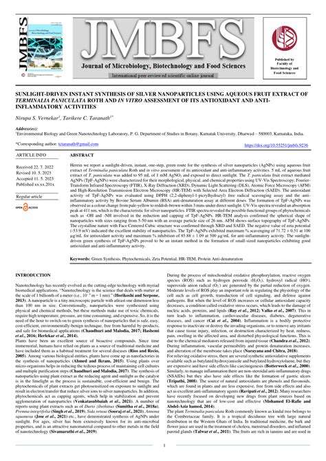 Pdf Sunlight Driven Instant Synthesis Of Silver Nanoparticles Using