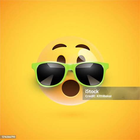 화려한 배경에 선글라스와 높은 상세한 3d 스마일 벡터 일러스트 이모티콘에 대한 스톡 벡터 아트 및 기타 이미지 이모티콘 3차원 형태 검은색 Istock