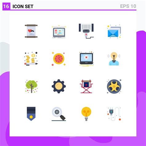 Pack Of 16 Creative Flat Colors Of Envelop Inbox Design Email Scan