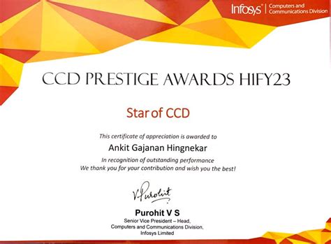 ankit hingnekar on linkedin prestigeaward starperformer infosys